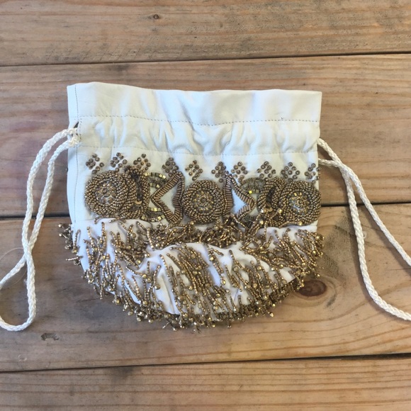 Free People | Bags | New Free People White Embellished Beaded Pouch Bag ...